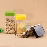 China Clear PET Plastic Candy Cookie Square Jar 700ml 880ml Food Grade Square Container for sale