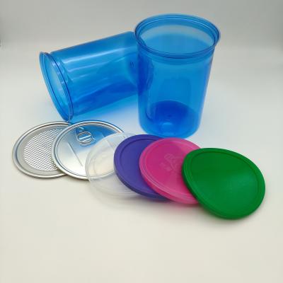 China Big Container Blue Color PET Easy Open Jar Food Cans Storage Candy for sale