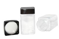 China Food Grade Clear PET Plastic Jars 70mm Diameter 140mm Height with Colorful Screw Lids for sale