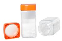 China Food Grade Clear PET Plastic Jars 70mm Diameter 140mm Height with Colorful Screw Lids for sale