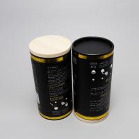 China Tea Paper Cans Packaging Black Label Wooden Lid Foil Layer Inside for sale