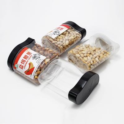 China Square PET Food Jars 950ml 1550ml Clear Plastic Pop Can Bottle Easy Open End for Dried Fruit Spice Cookies Packaging for sale