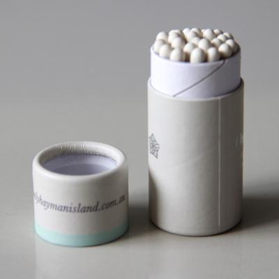 China Food Grade White Paper Cans Packaging 73mm Diameter with Transparent PVC Lid for Cotton Swab or Matches for sale