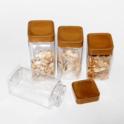 China PET Clear BPA-Free Square Storage Jar 52mm x 160mm 535ml Capacity with Screw Lid for Food Packaging for sale