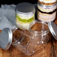China Food Grade PET Plastic Cans 55ml to 360ml with Silver Lids Transparent Clear Packaging for sale