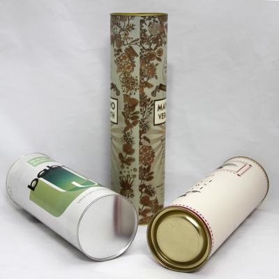 China Custom Kraft Paper Tube Packaging with Movable Tin Lid Silver Stamping 53-124mm for sale