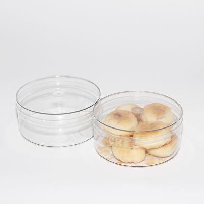 China Transparent Food Grade Round Container PET Plastic Box With Clear Lid for sale