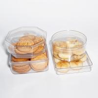China Transparent Food Grade Round Container PET Plastic Box With Clear Lid for sale