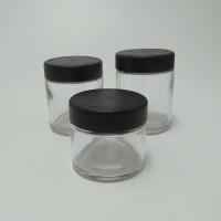 China 3oz Childproof Clear Glass Jar with Push and Screw Cap for Herbs Flowers CBD Storage for sale