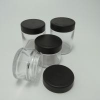 China 3oz Childproof Clear Glass Jar with Push and Screw Cap for Herbs Flowers CBD Storage for sale