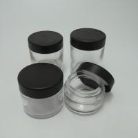 China 3oz Childproof Clear Glass Jar with Push and Screw Cap for Herbs Flowers CBD Storage for sale