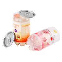 China Transparent Plastic Soda Drink Can 350ml with Aluminum Lid - 57×122mm PET Bottle for sale