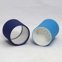 China Blue Paper Composite Cans with PVC Window and White Sifter for Talcum Powder 52mm to 130mm for sale