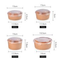 China 20-Pack Kraft Paper Food Containers 15x12.8x4.5cm with Plastic Covers for Takeaway and Parties for sale