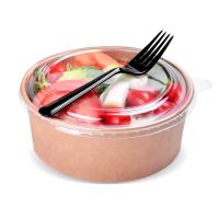 China 20-Pack Kraft Paper Food Containers 15x12.8x4.5cm with Plastic Covers for Takeaway and Parties for sale