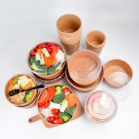 China 20-Pack Kraft Paper Food Containers 15x12.8x4.5cm with Plastic Covers for Takeaway and Parties for sale