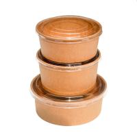China 20-Pack Kraft Paper Food Containers 15x12.8x4.5cm with Plastic Covers for Takeaway and Parties for sale