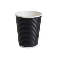 China Double Wall Corrugated Paper Coffee Cup 12oz 420ml with PLA Biodegradable Lid for Hot Drinks for sale