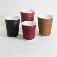 China Double Wall Corrugated Paper Coffee Cup 12oz 420ml with PLA Biodegradable Lid for Hot Drinks for sale