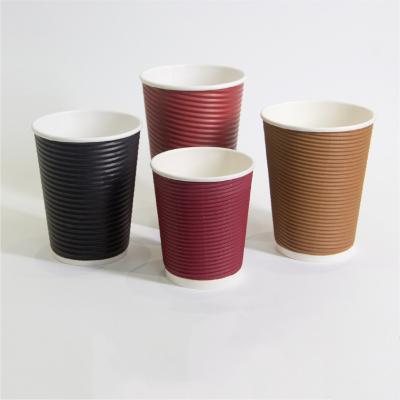 China Double Wall Corrugated Paper Coffee Cup 12oz 420ml with PLA Biodegradable Lid for Hot Drinks for sale