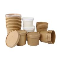 China 16oz & 26oz Biodegradable Soup Cups with PLA Liner - Kraft Paper Disposable Bowls for Chinese Cuisine Takeaway for sale