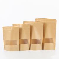 China Custom Logo Print Zip Lock Stand Up Pouches Brown Kraft Paper Bag With Window - 120g-250g Art Paper, 650g-1600g Cardboard for sale