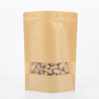 China Custom Logo Print Zip Lock Stand Up Pouches Brown Kraft Paper Bag With Window - 120g-250g Art Paper, 650g-1600g Cardboard for sale