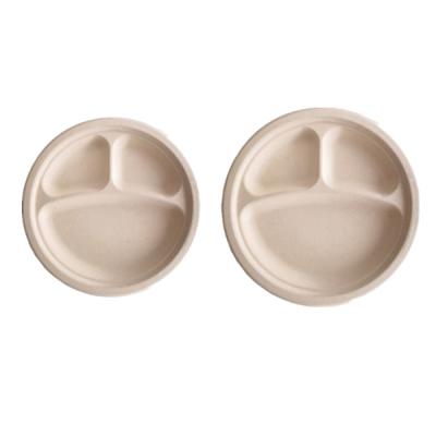 China Microwavable Biodegradable Round Paper Plates 500pcs/Box - Heat Resistant 120°C Sugarcane Bagasse for sale