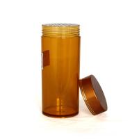 China 700ml Clear PET Plastic Cylinder Can with Screw Lid and Aluminum Easy Open Lid for sale