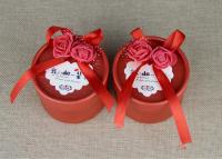 China Custom Labeling Red Wedding Ribbon Mini Carboard Paper Cans Packaging for sale