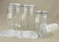 China Transparent PET Easy Open Cans - Food Grade Cylinder Containers in 49mm to 153mm Diameters with 170-350mL Capacity for sale