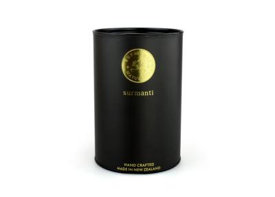 China Gold Foil Stamped Black Kraft Paper Composite Wine Cans 73mm Diameter Eco Friendly for sale