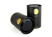 China Gold Foil Stamped Black Kraft Paper Composite Wine Cans 73mm Diameter Eco Friendly for sale