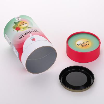 China Custom Powder Tea Packaging Paper Tube with Aluminum Foil Inner and Metal Lid 73mm for sale