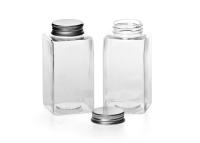 China Customized Aluminum Lid Rectangle PET Plastic Jar 200ml 30mm Diameter for Candy for sale