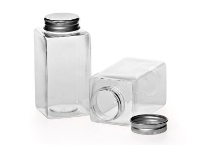 China Square Eco-friendly Clear Pet Jars , Screwing Cap Clear Plastic Cylinder for sale