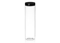 China Transparent Clear Plastic Cylinder Containers Food Canned with Screwing Cap for sale