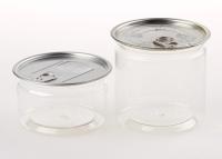 China Clear Plastic Cylinder Airtight Easy-Open PET Beverage Cans with 350mL-170mL Capacity and 49mm-153.3mm Diameter Options for sale
