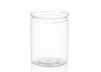 China Custom Clear PET Plastic Cylinder Food Can with Aluminum Easy Open End 52.3mm 350mL for sale
