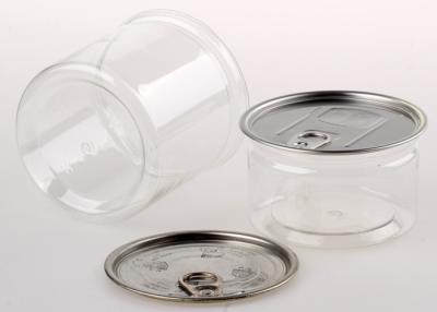 China Transparent Food Grade PET Canister with Aluminum Easy-Open End - 170mL to 350mL Capacity, 49mm to 153mm Diameter Options for sale