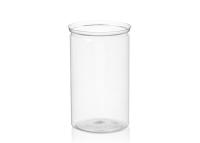 China Custom Clear PET Plastic Cylinder Food Can with Aluminum Easy Open End 52.3mm 350mL for sale