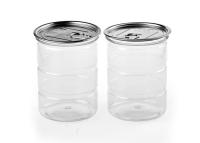 China Food Grade PET Clear Plastic Cylinder 52.3mm Aluminum Easy Open End Tube 350mL for sale