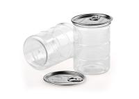 China Food Grade PET Clear Plastic Cylinder 52.3mm Aluminum Easy Open End Tube 350mL for sale
