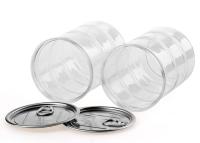 China Food Grade PET Clear Plastic Cylinder 52.3mm Aluminum Easy Open End Tube 350mL for sale