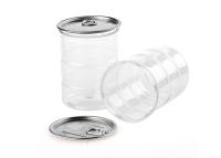 China PET Plastic Cylinder Canned Package with Easy Open Lid - 49mm to 153.3mm Diameter, 170mL-350mL Capacity for sale