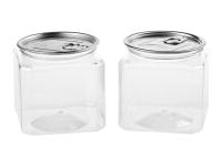 China Food Grade PET Clear Plastic Cylinder 52.3mm Aluminum Easy Open End Tube 350mL for sale