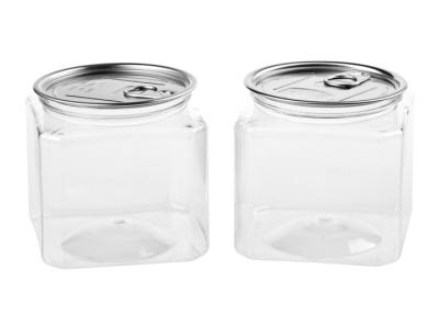China Food Grade PET Clear Plastic Cylinder 52.3mm Aluminum Easy Open End Tube 350mL for sale
