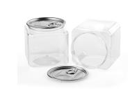 China Recyclable PET Packaging Can Clear Plastic Easy Open Lid Cylinder Jar for sale