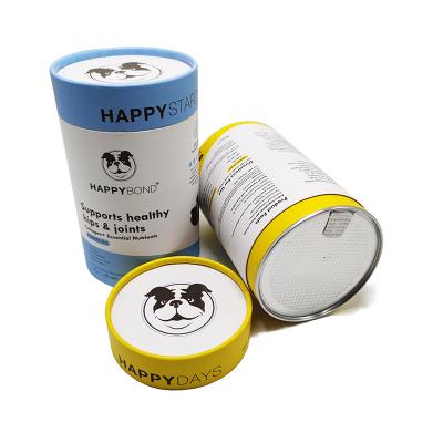 China Custom Airtight Kraft Paper Can for Pet Treats 83.3mm Diameter CMYK Printing for sale