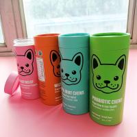 China CMYK Pet Food Can Dog Cat Treat Packaging Round Composite PET Plastic Jar 66mm x 165mm for sale